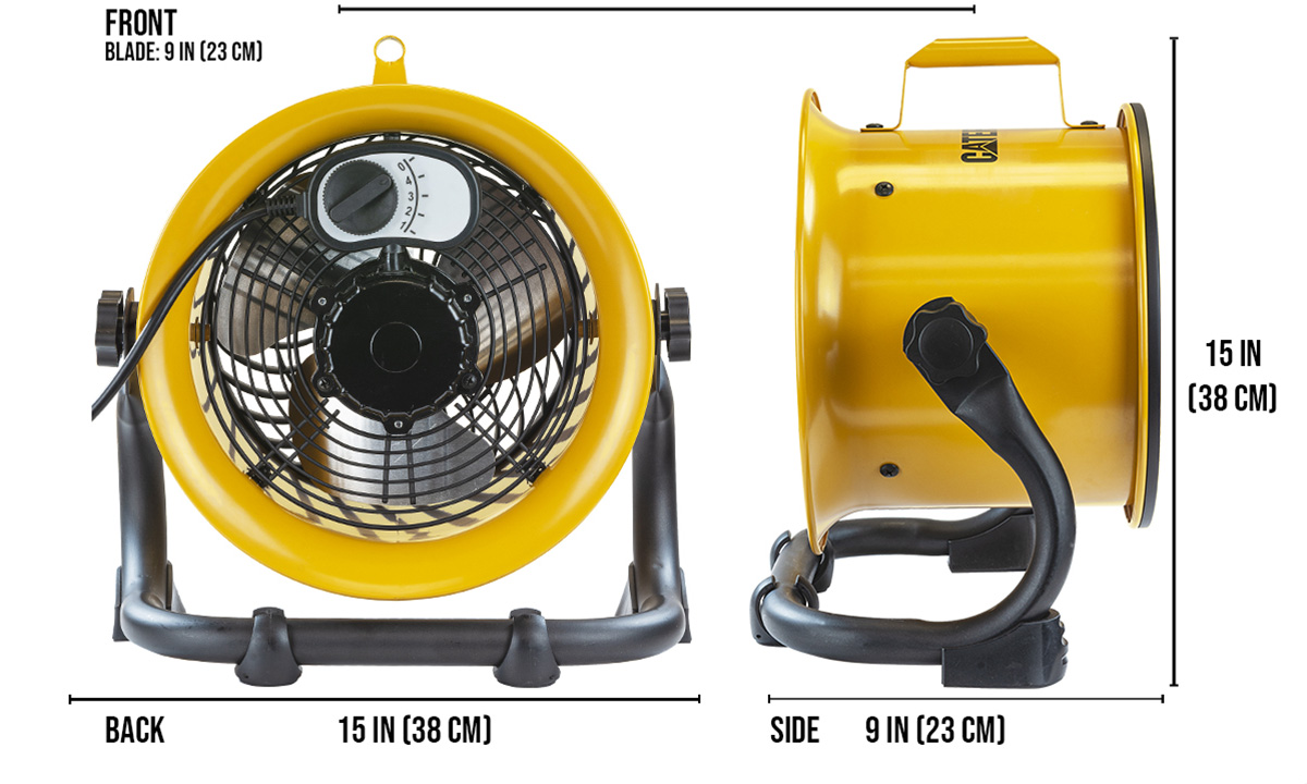 9″ High Velocity Air Circulator – Yellow – Caterpillar Fans